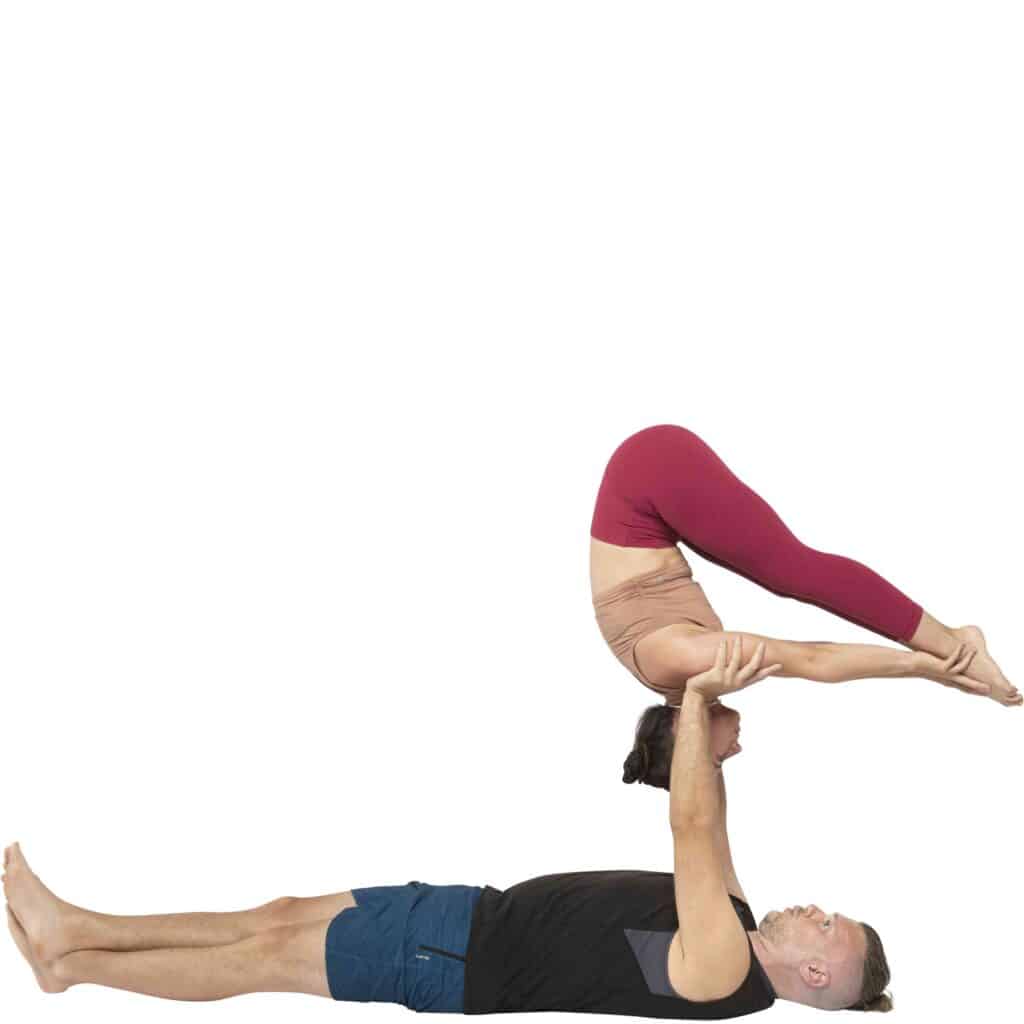 Acroyoga Pose: Floating Paschi Dreieck, Shrimp - L-Basing